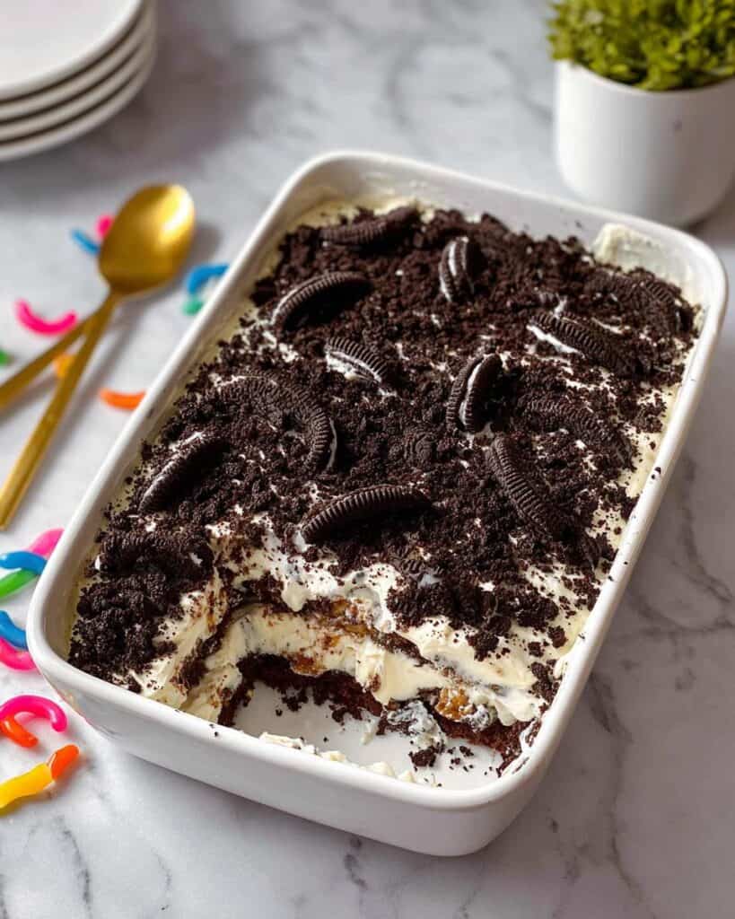 Incredible No-Bake Oreo Dirt Cake Recipe in 7 Steps - www ...