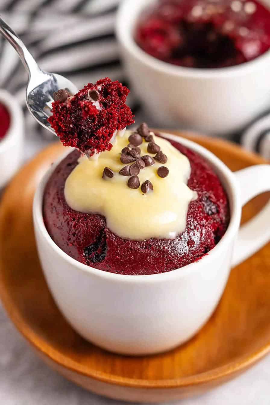 Easy 3 Minute Red Velvet Mug Cake: Guilty Pleasure - www.thebakerswhisk.com